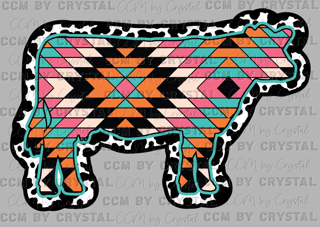Aztec Cow Clean Western Ready to Press Transfer Direct to Film DTF ...