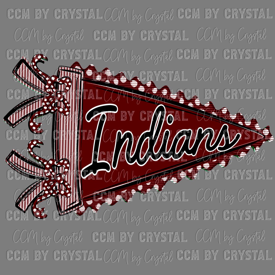 Indians Mascot Maroon Pennant Ready to Press Transfer Direct to Film ...