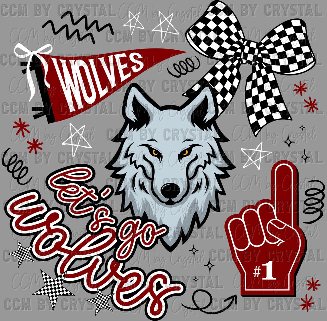 Let's Go Wolves Maroon Mascot Ready to Press Transfer Direct to Film ...