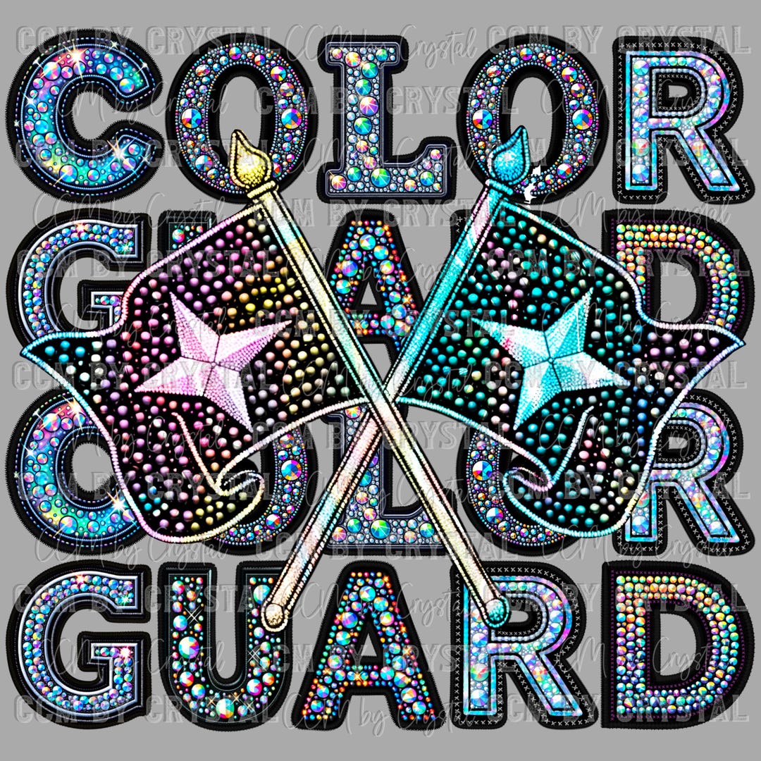 Color Guard Faux Rhinestones Ready to Press Transfer DTF Transfers ...