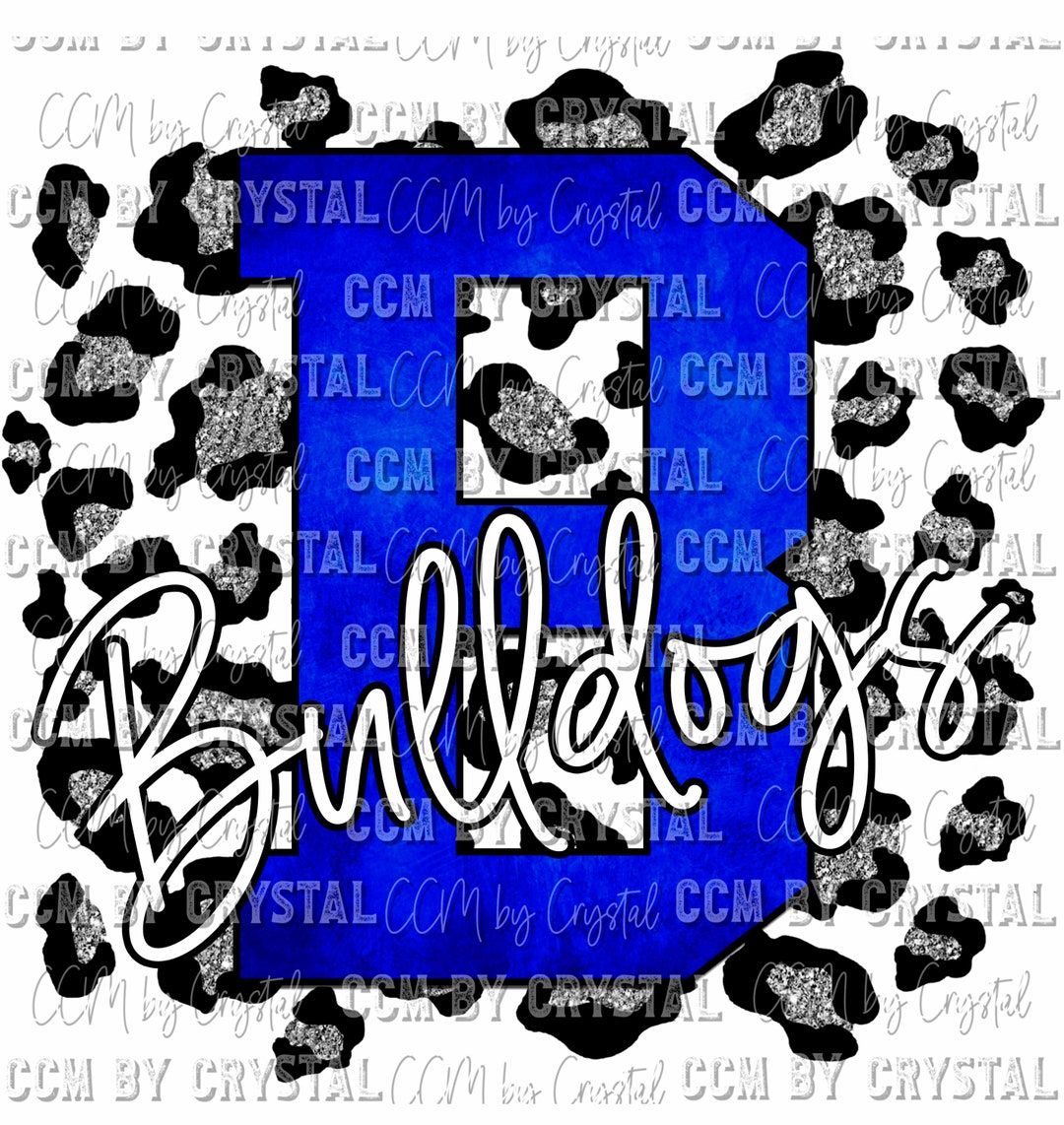 B Bulldogs Blue Silver Leopard Print Ready to Press Transfer Direct to ...