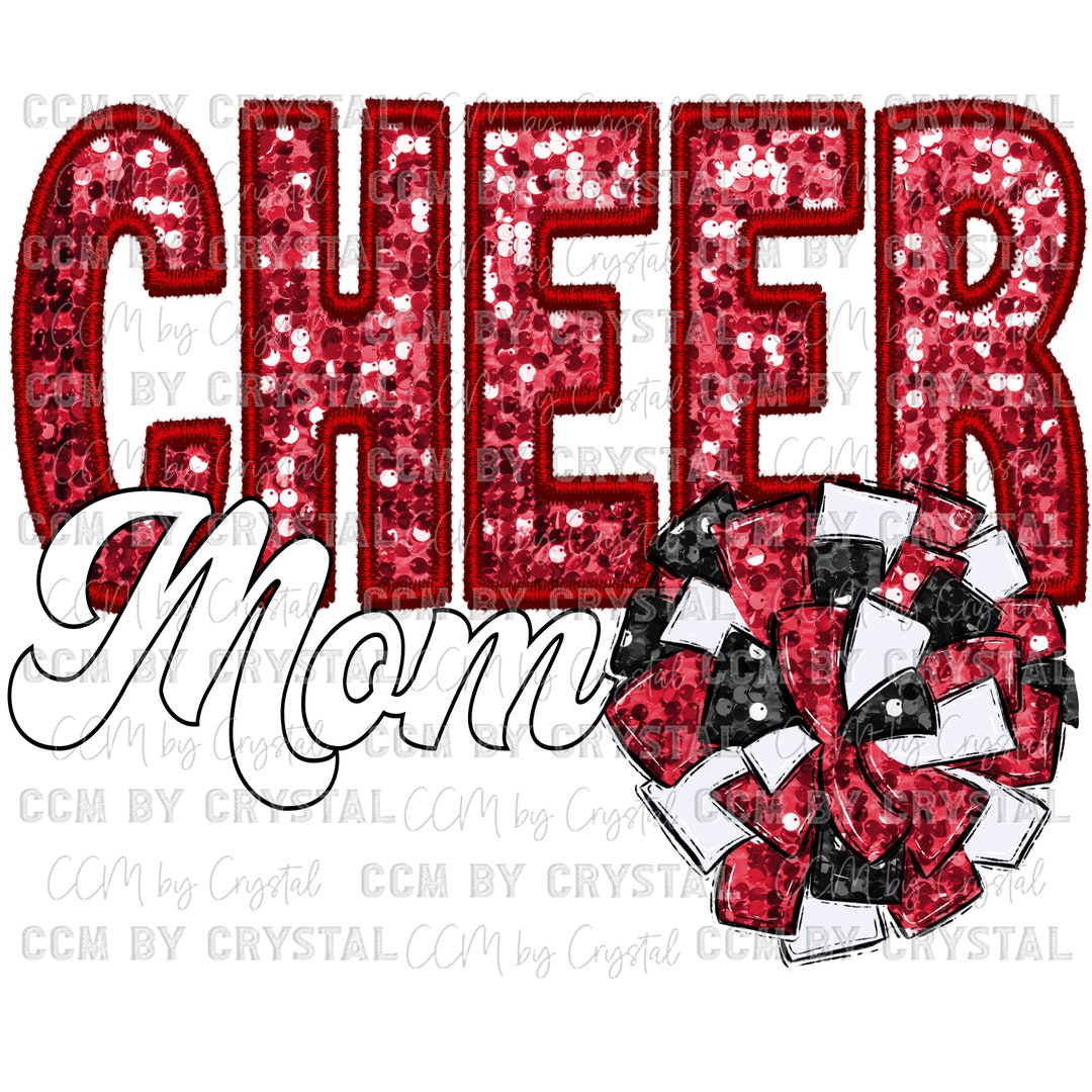Cheer Mom Faux Embroidery Faux Sequins Ready to Press Transfer DTF ...