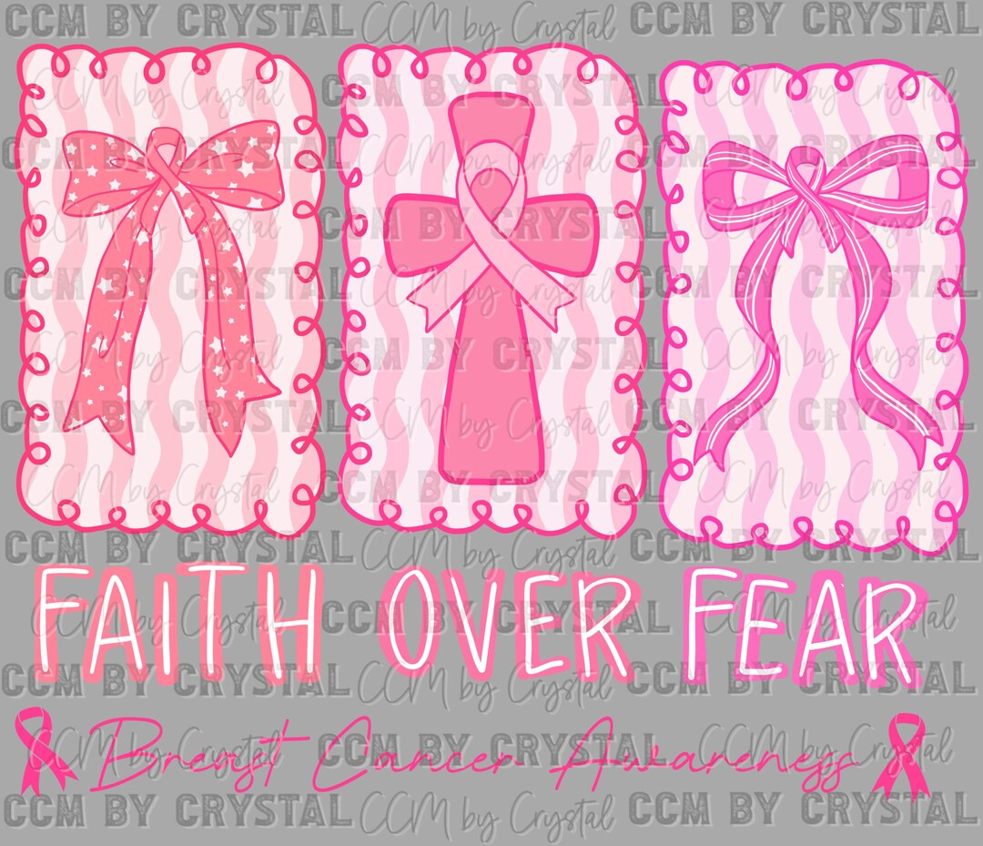 Faith Over Fear Breast Cancer Awareness Ribbons Pink Crosses ...