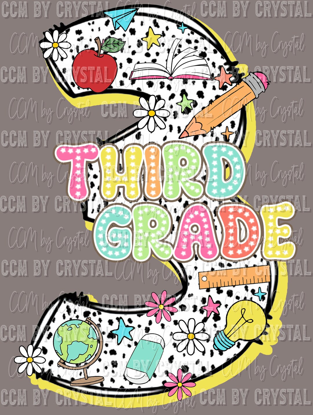 Back to School Third Grade Ready to Press Transfer Direct to Film DTF ...