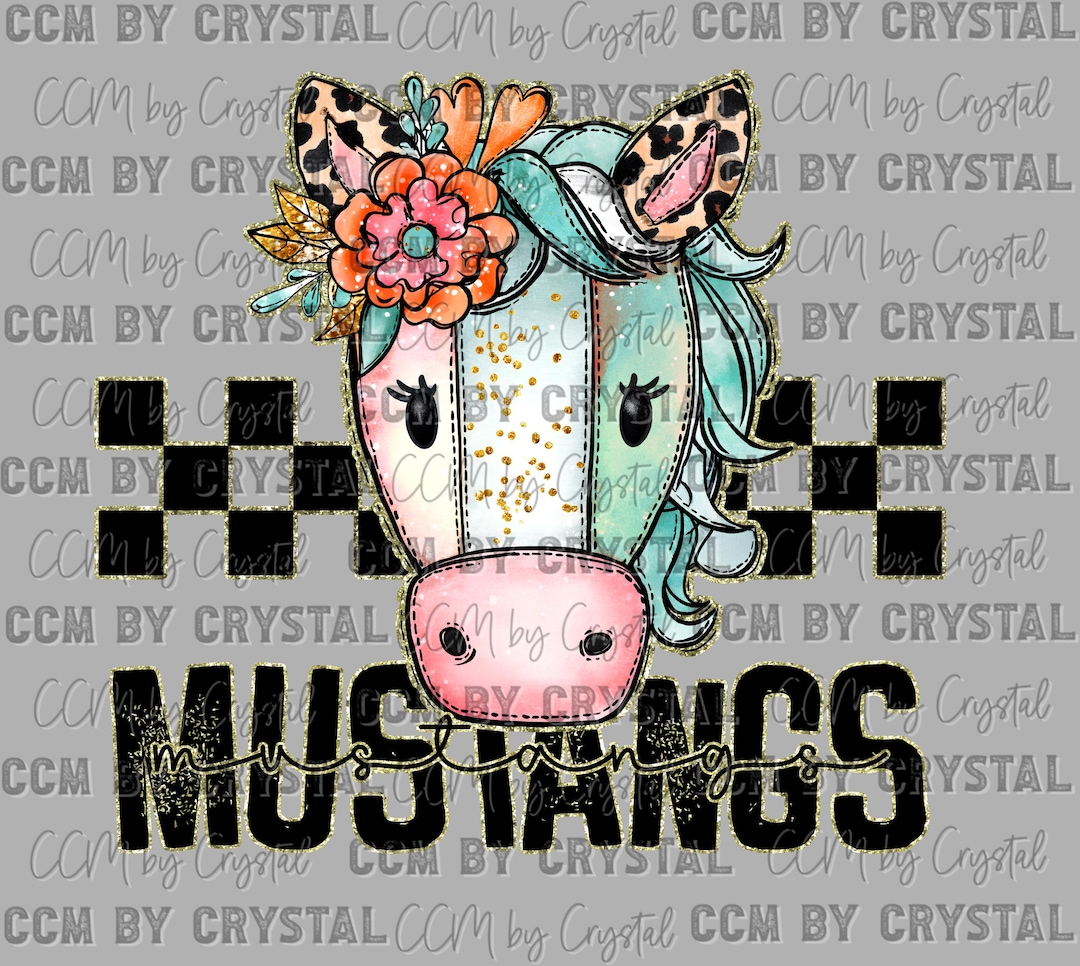 Mustangs Cartoon Mascot Ready to Press Transfer Direct to Film DTF ...
