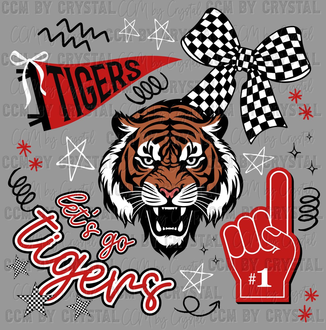 Let's Go Tigers Red Pennant Sports Mascot Ready to Press Transfer ...