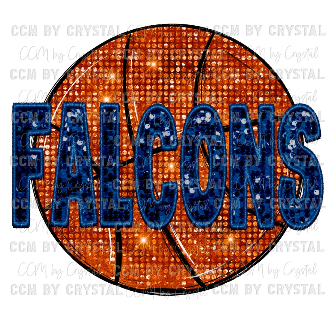 Falcons Basketball Mascot Faux Embroidery Faux Sequins Ready to Press ...