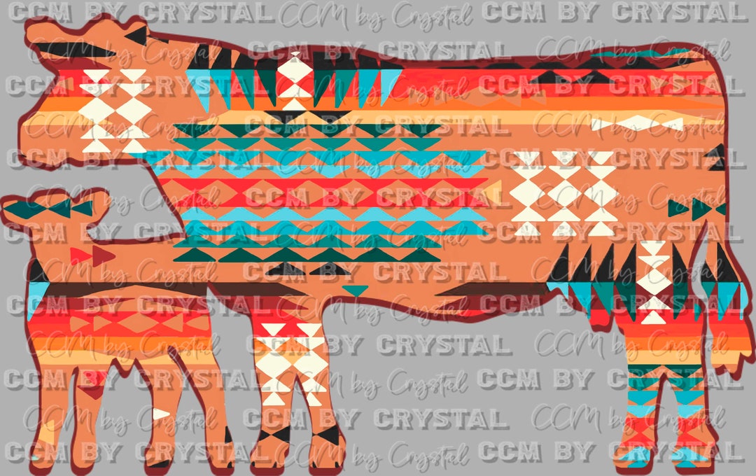 Aztec Cow Ready to Press Transfer Direct to Film DTF Transfer ...