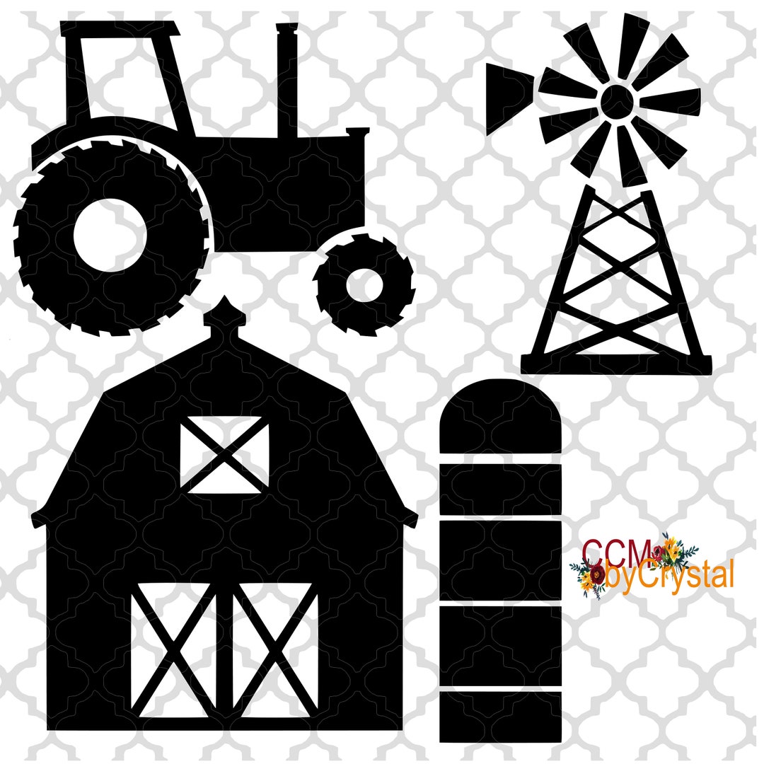 Barn Windmill Silo Tractor Svg Png - Etsy