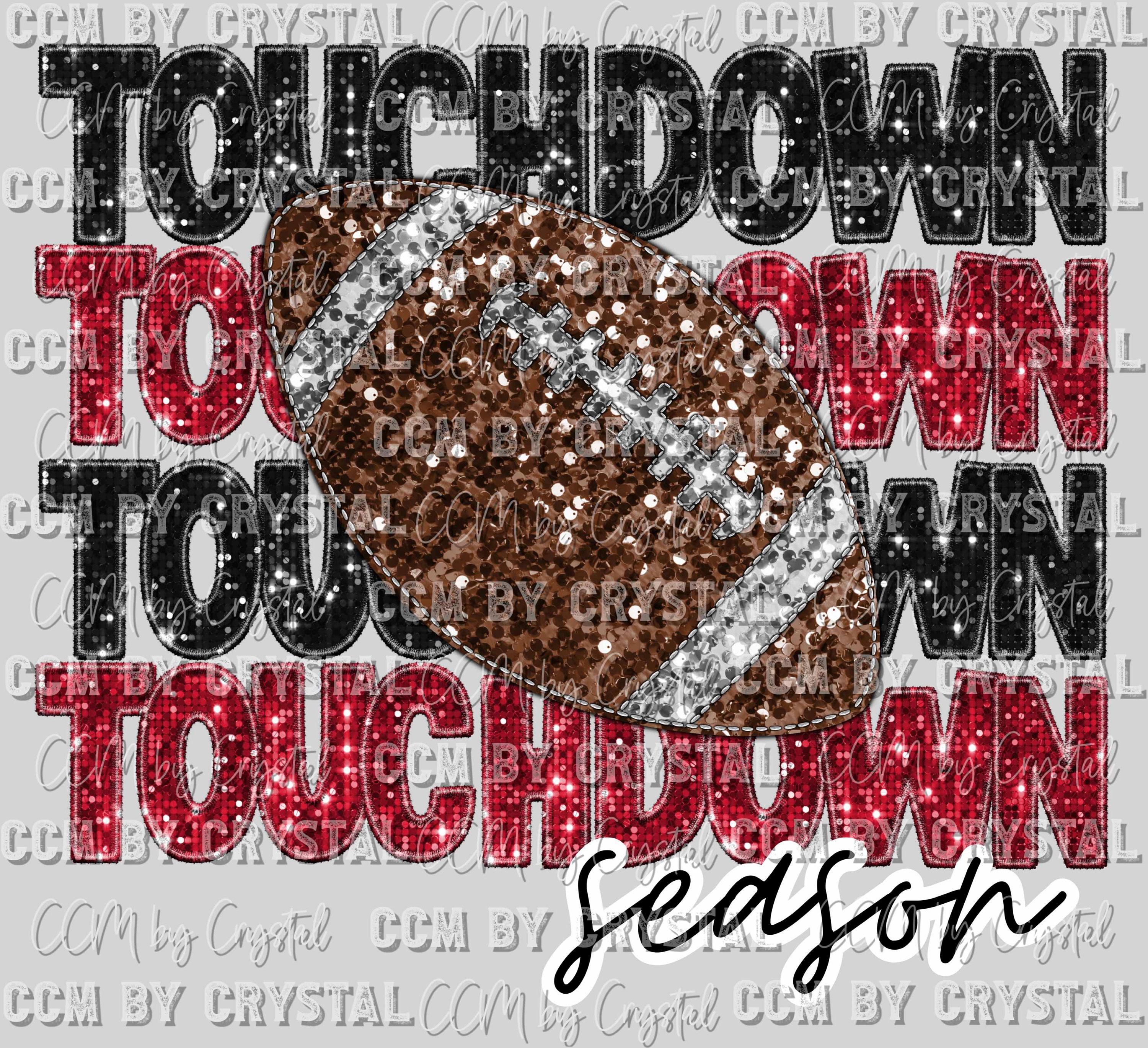 Touchdown Season Black and Red Football Faux Sequins Faux - Etsy