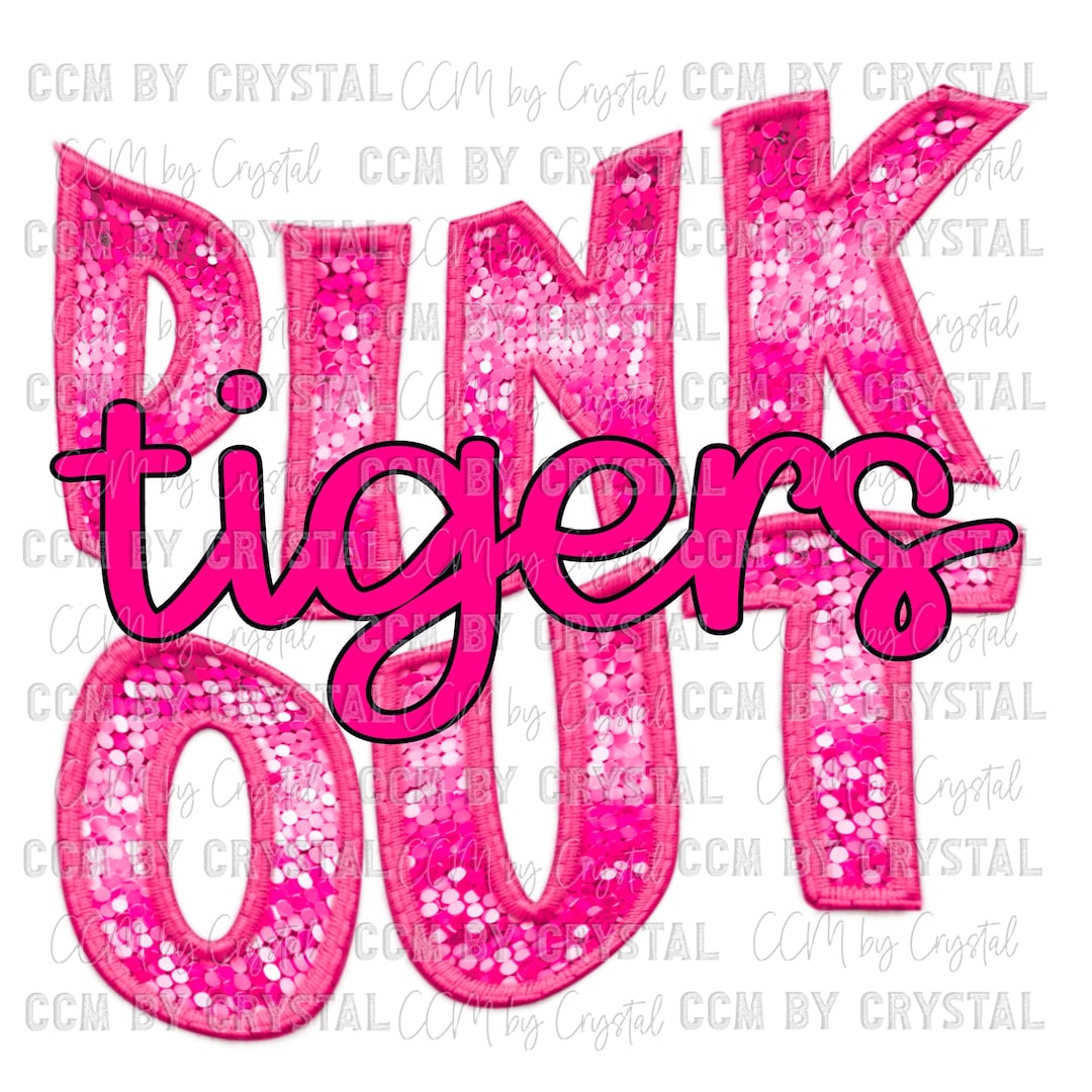 Pink Out Tigers Breast Cancer Awareness Faux Embroidery Faux Sequins ...