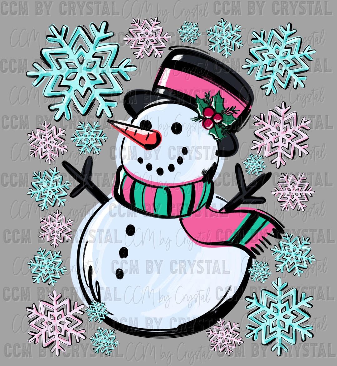 Snowman Snowflakes Winter Christmas Ready to Press Transfer Direct to ...