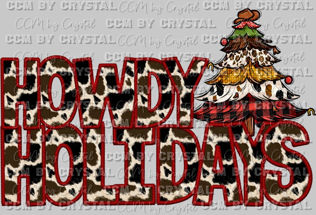 Howdy Holidays Christmas Tree Ready to Press Transfer Direct to Film ...