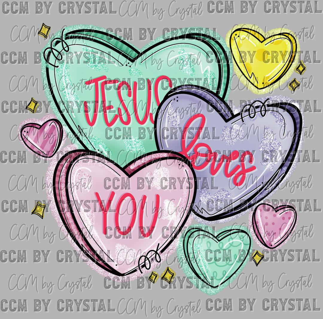 Jesus Loves You Christian Hearts Valentines Day Ready to Press Transfer ...