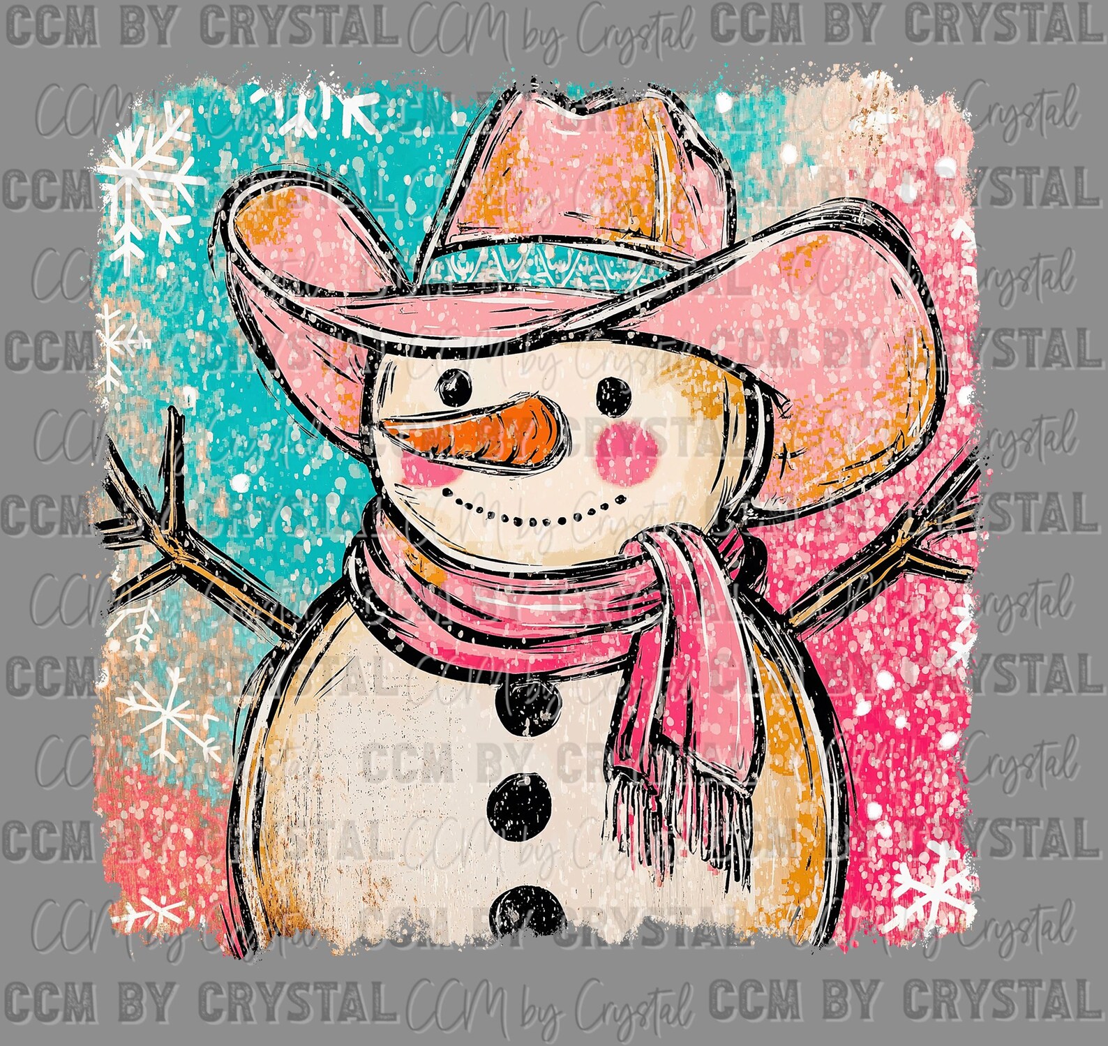 Western Snowman Christmas Ready to Press Transfers DTF Transfers ...