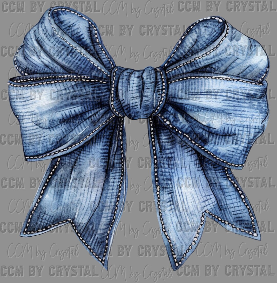 Blue Jean Bow Western Ready to Press Transfer Direct to Film DTF ...