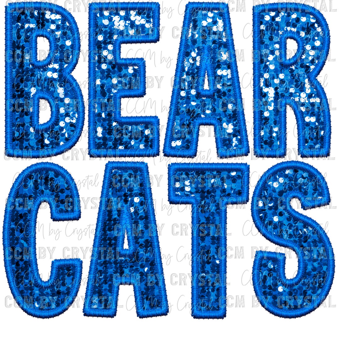 Bearcats Mascot Faux Embroidery Faux Sequins Ready to Press Transfer ...