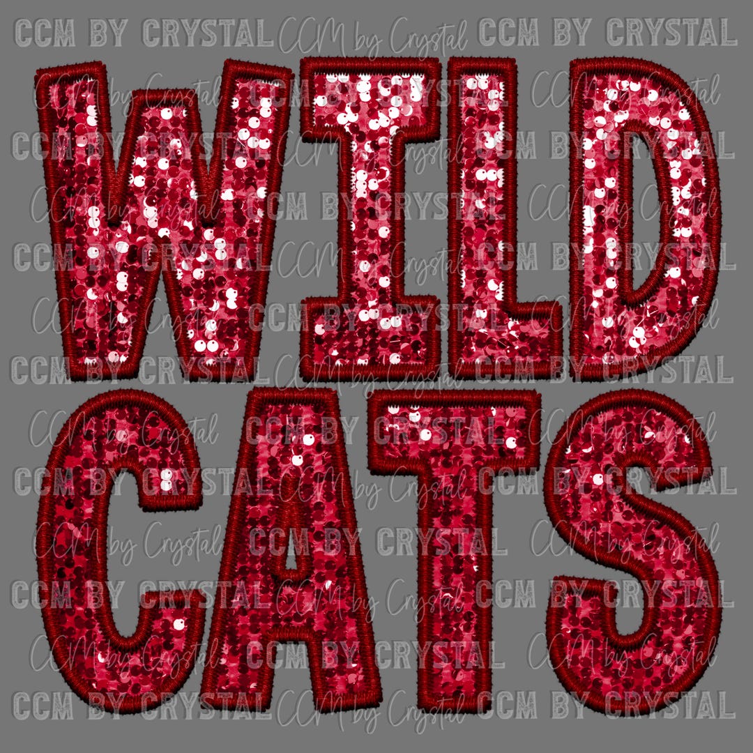 Wildcats Maroon Faux Embroidery Faux Sequins PNG Digital Download ONLY ...