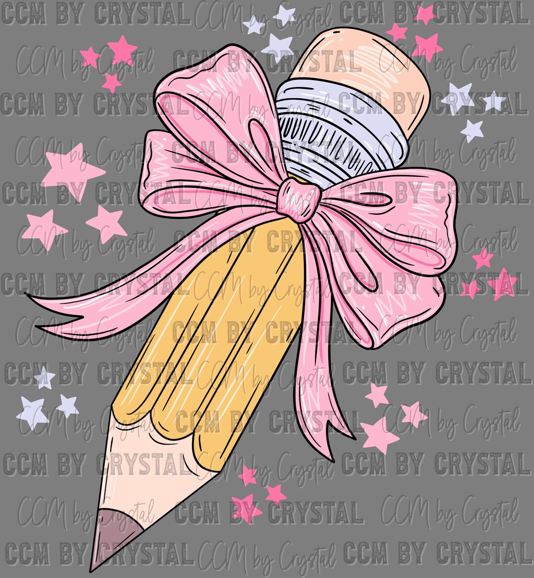 Pencil With Bow Back to School Ready to Press Transfer Direct to Film ...