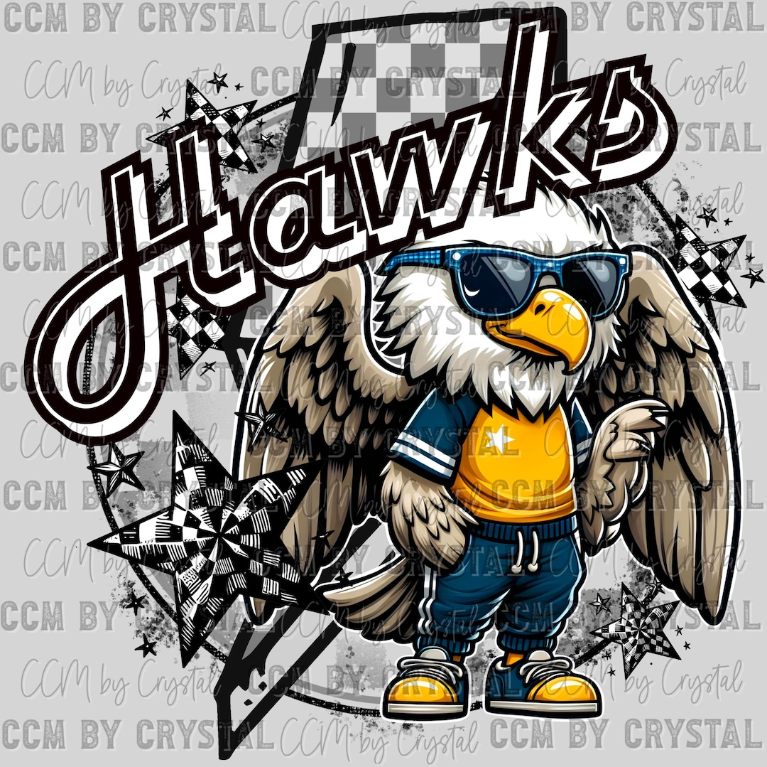 Cute Hawks Mascot Ready to Press Transfers DTF Transfers Sublimation ...