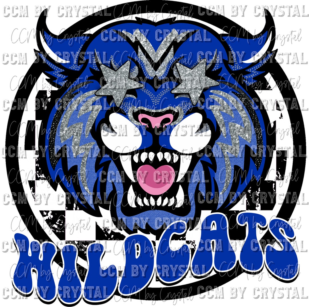 Wildcats Royal Blue Mascot Transfer Direct to Film DTF Transfers ...