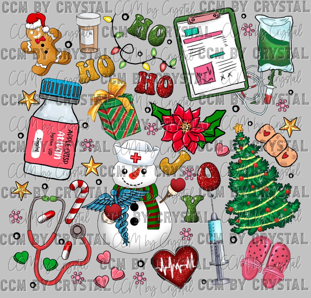 Christmas Nurse Collage Ready to Press Transfer Direct to Film DTF ...