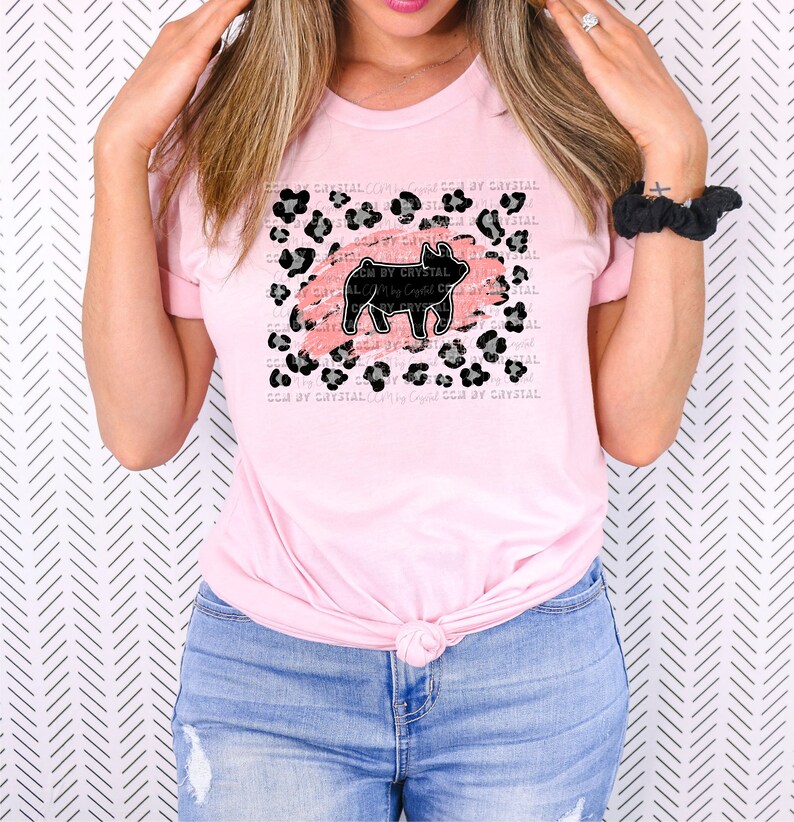 Stock Show Pig Pink Splash and Leopard Background Ready to Press ...