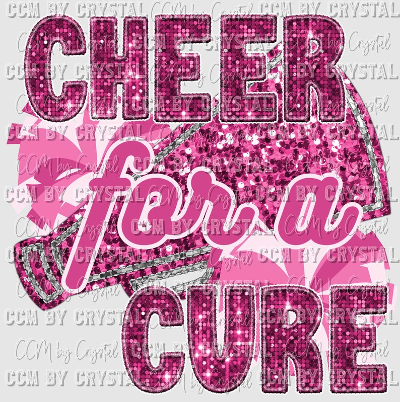 Cheer for a Cure Breast Cancer Awareness Faux Sequins Ready to Press ...