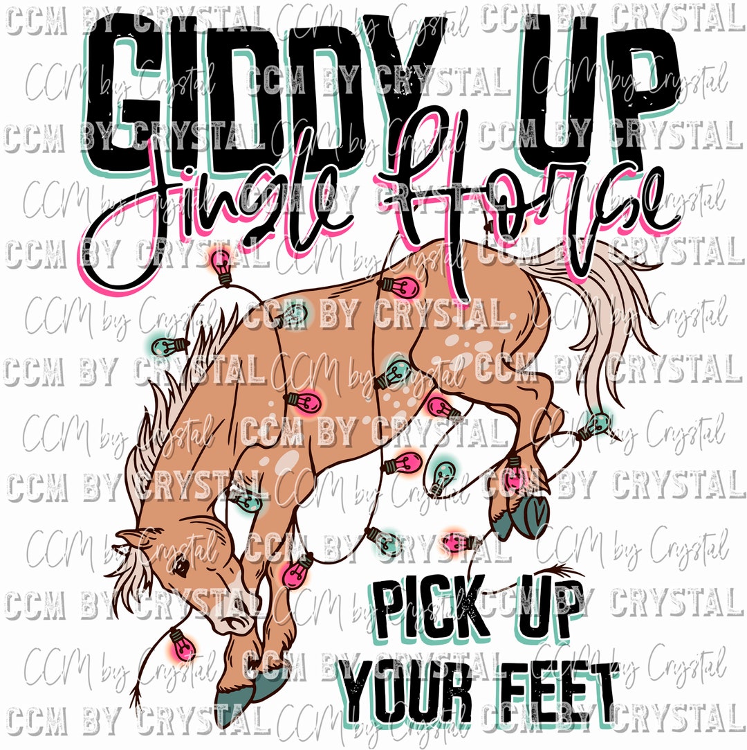 Giddy up Jingle Horse Christmas Western Ready to Press Transfers DTF ...