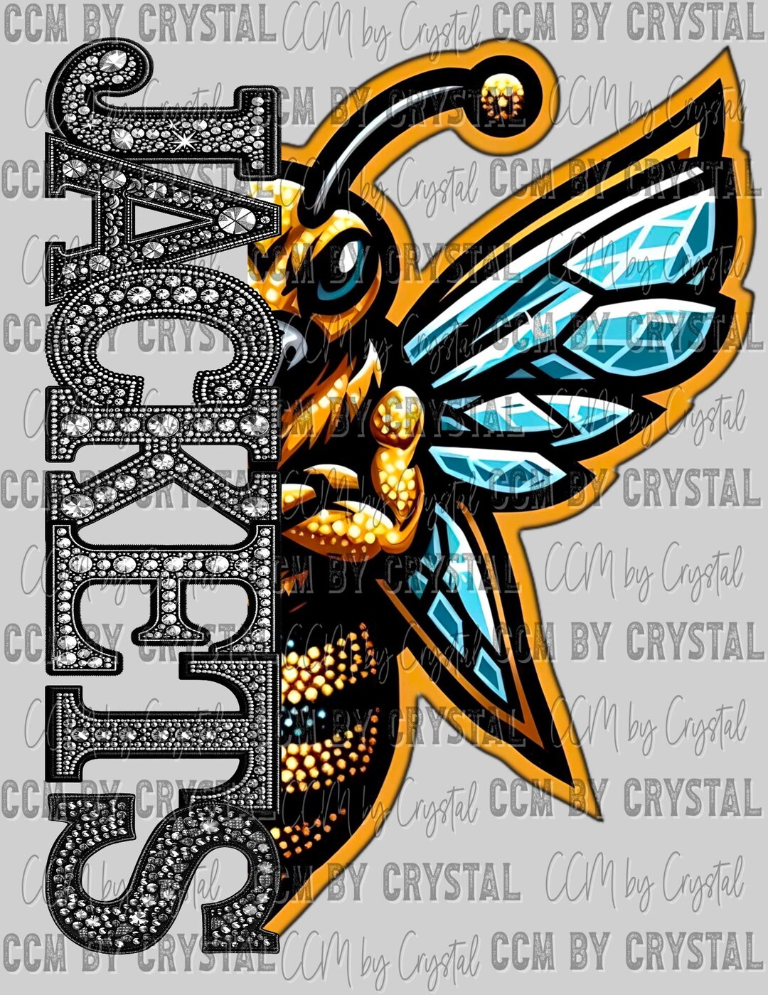 Jackets Mascot Faux Rhinestone Effect Ready to Press Transfer Direct to ...