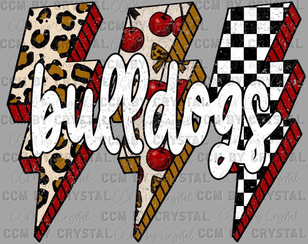 Bulldogs Lightning Bolt Cherry Leopard Ready to Press Transfer Direct ...