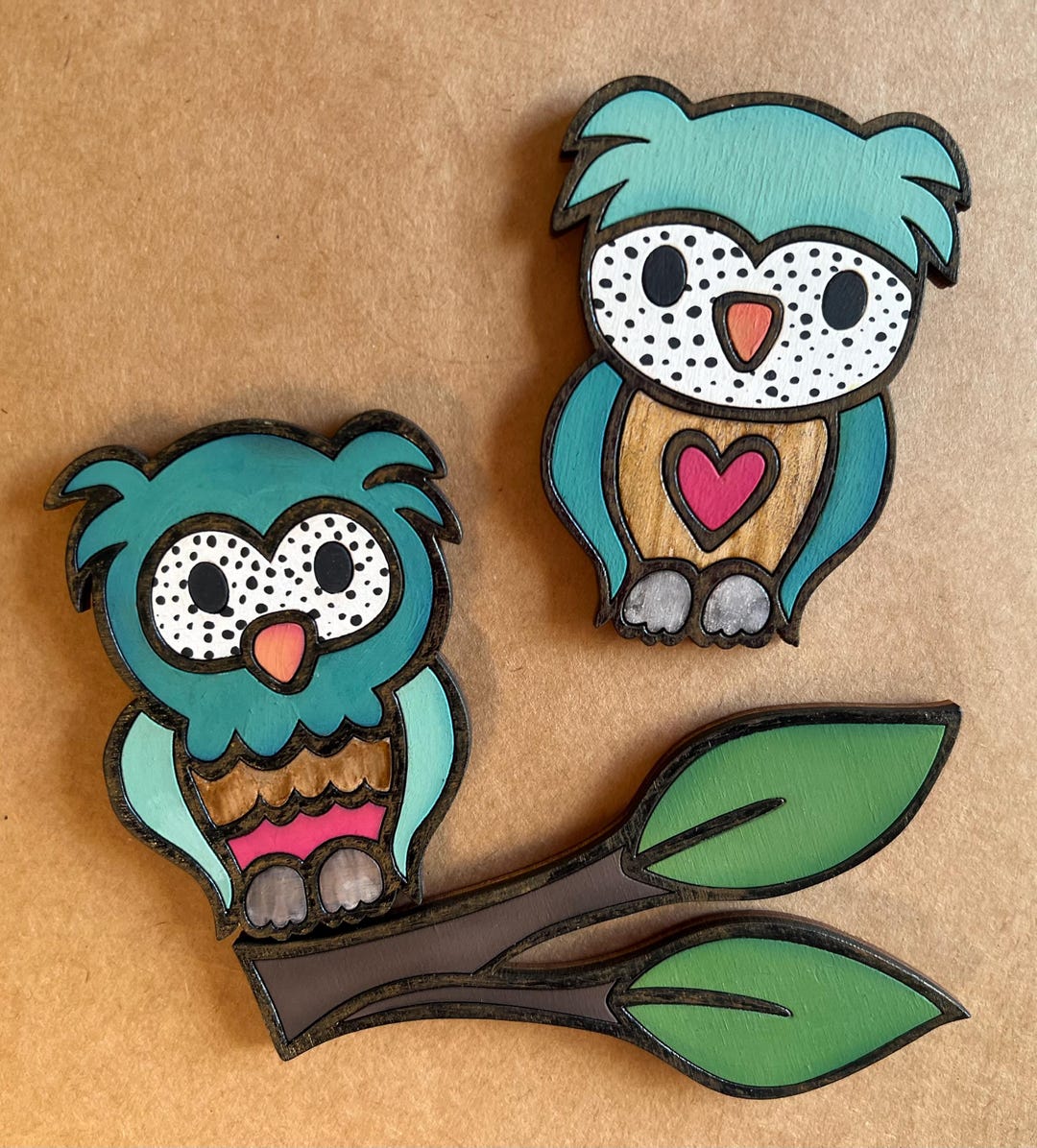 Refrigerator Magnets Owl Set of 2 Owls and a Tree Branch - Etsy