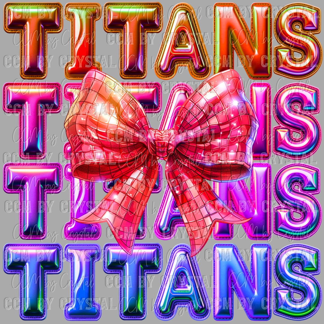 Titans Bow Coquette Rainbow Holographic Mascot Ready to Press Transfer ...