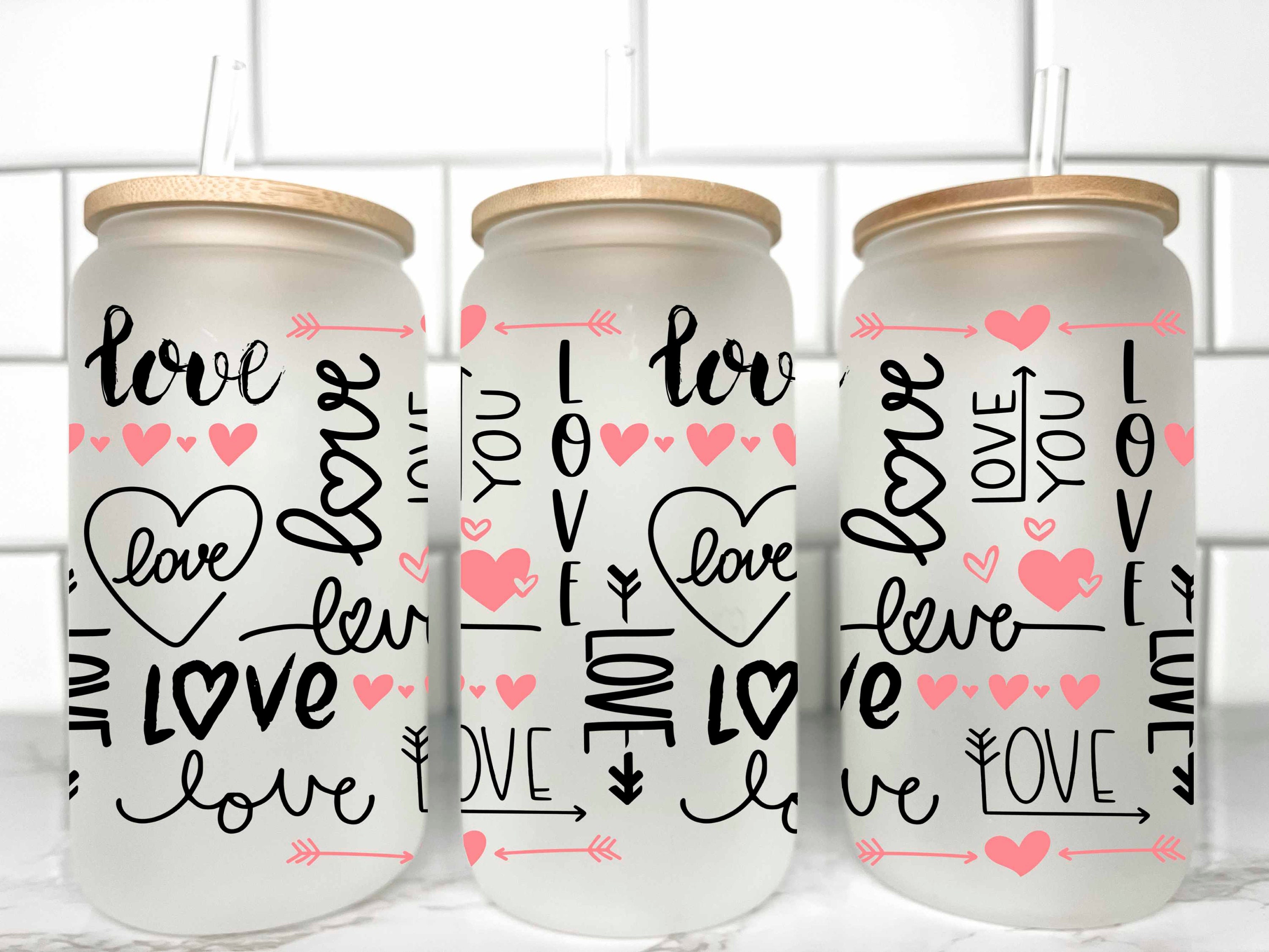 I Love You Valentine's Day UV DTF Transfer 16oz Libby Glass Can Wrap ...