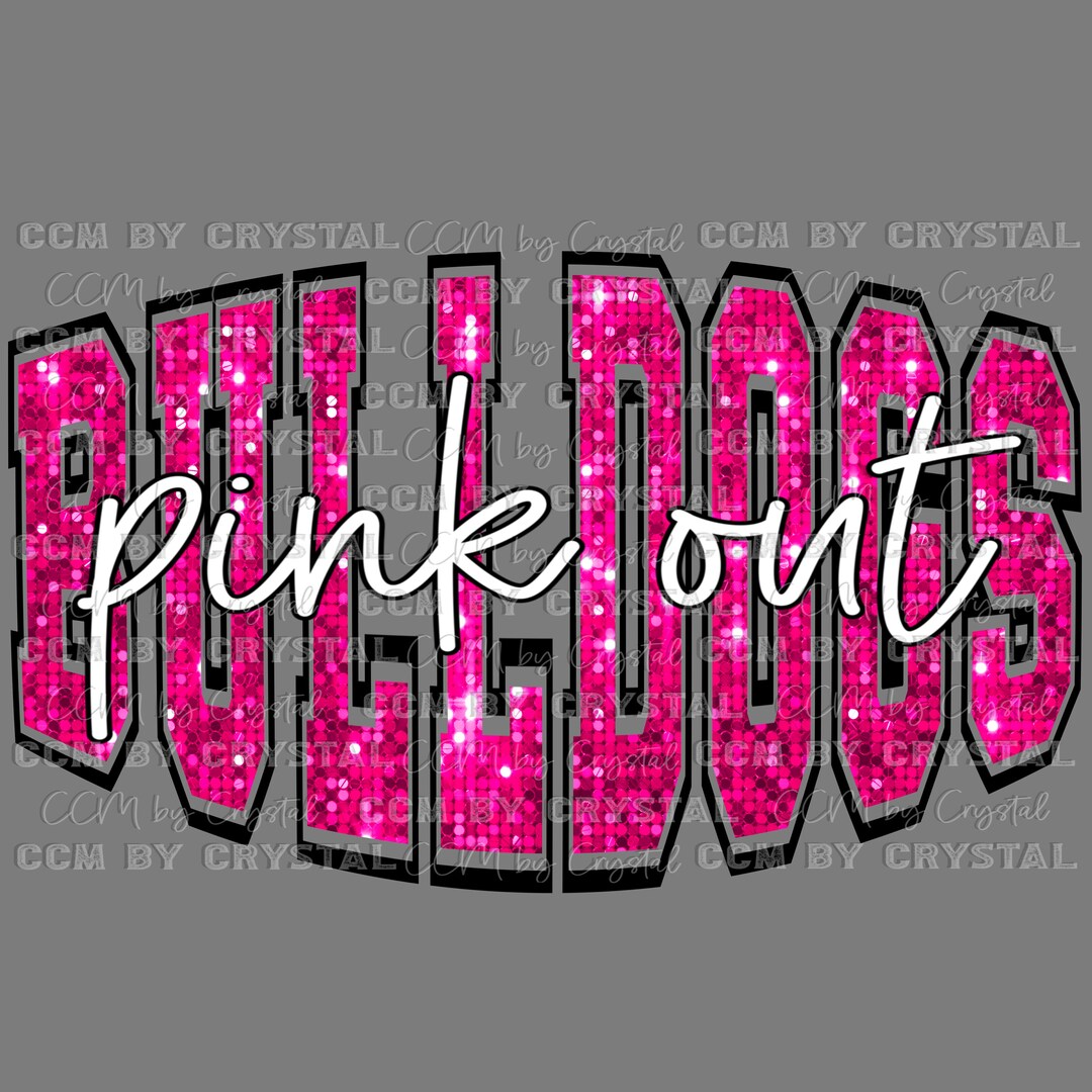 Bulldogs Pink Out Mascot Faux Sequins Ready to Press Transfer DTF ...