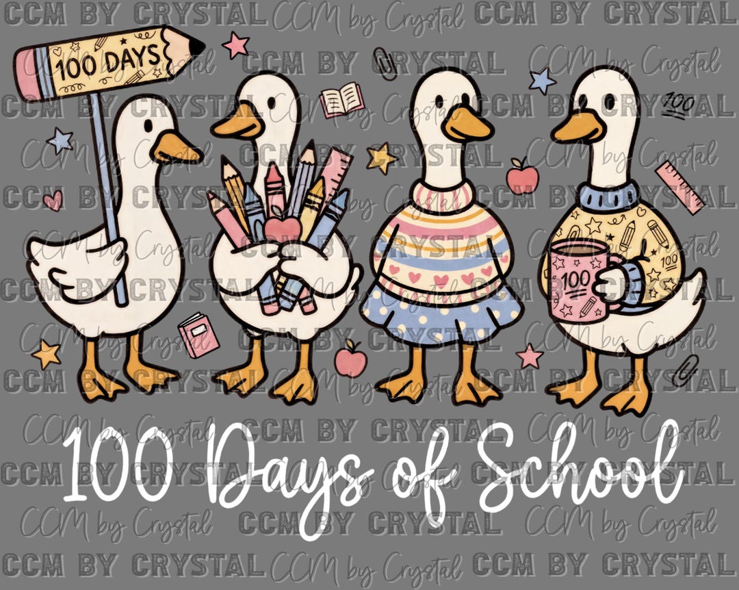 Ducks 100 Days of School Ready to Press Transfer Direct to Film DTF ...
