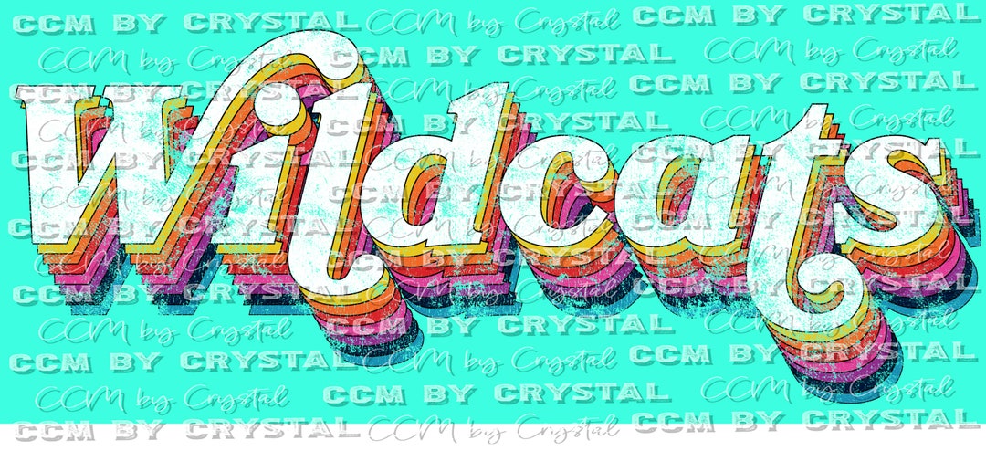 Wildcats Grunge Distressed Colorful Retro Mascot Ready to Press ...
