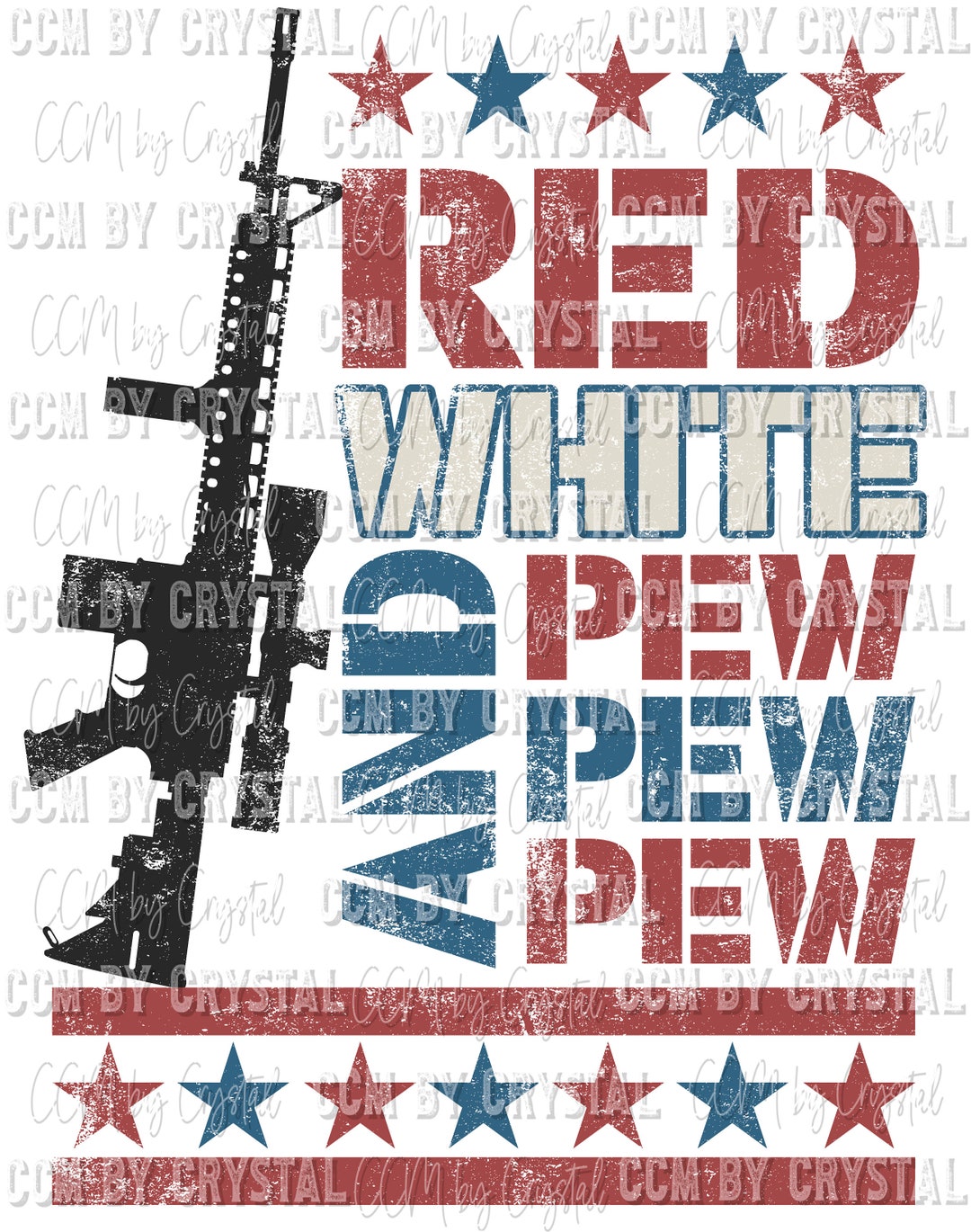 Red White and Pew Pew Pew Fourth of July Ready to Press Transfers ...