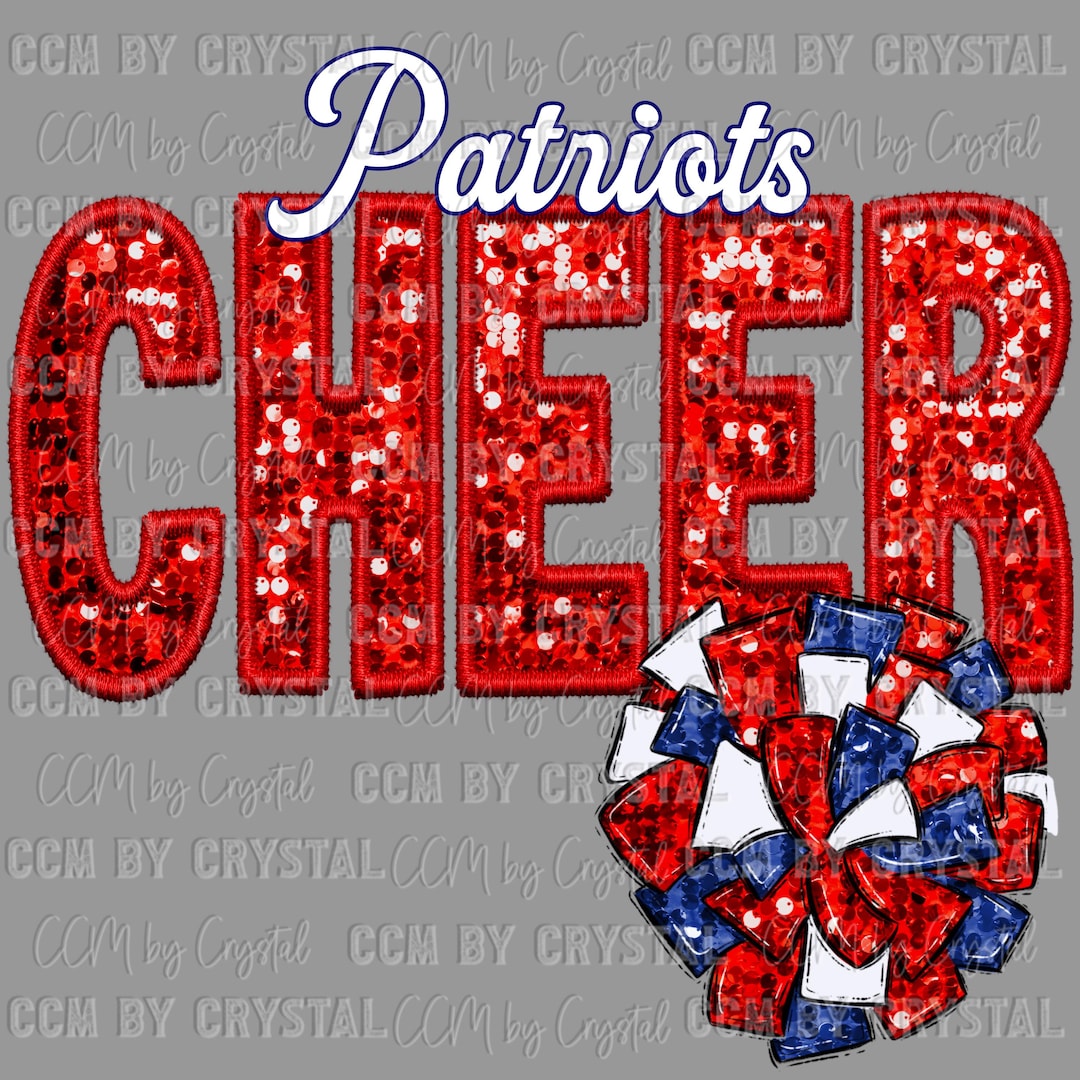 Patriots Cheer Mascot Red Navy Faux Embroidery Faux Sequins Ready to ...