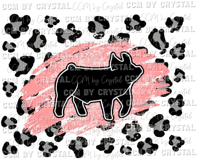 Stock Show Pig Pink Splash and Leopard Background Ready to Press ...