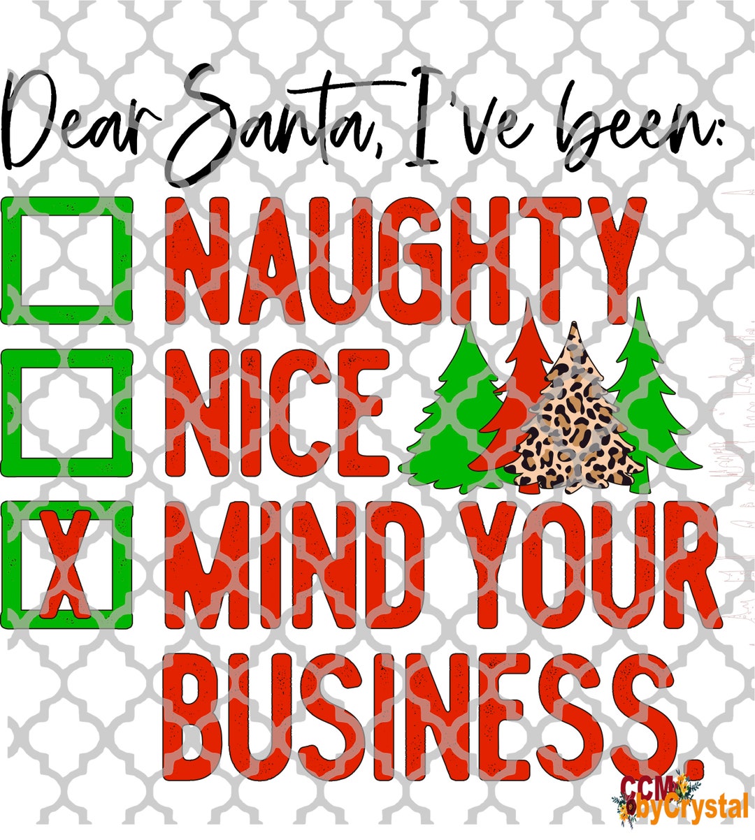 Dear Santa Mind Your Business Christmas Transfer DTF Transfers ...