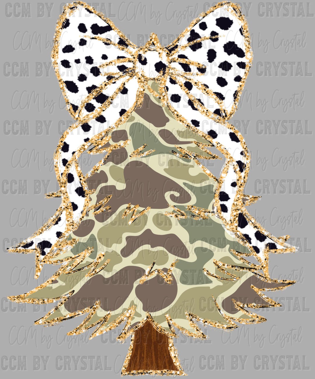 Camo Christmas Tree Faux Glitter Ready to Press Transfer Direct to Film ...