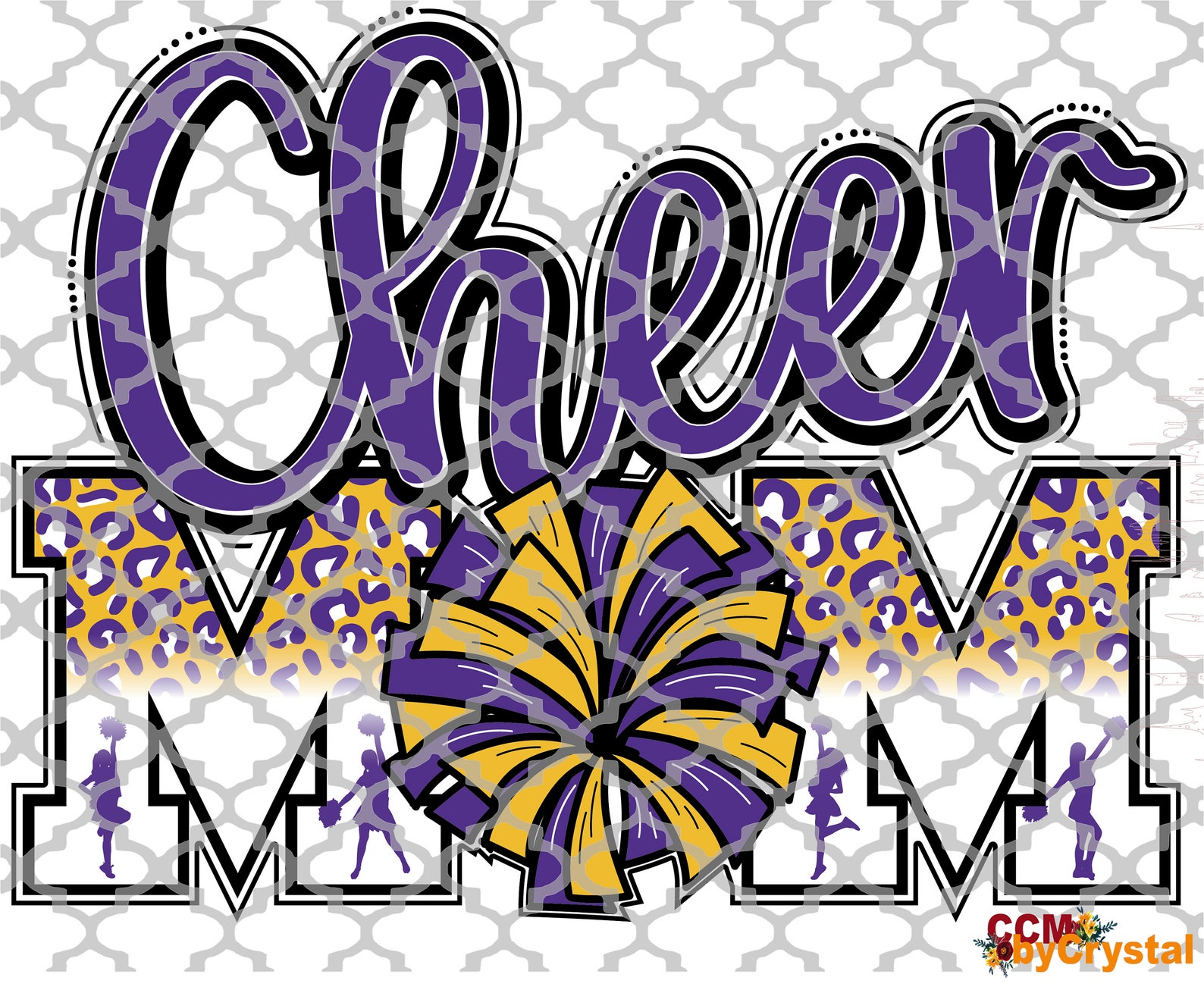 Cheer Mom Purple and Gold Cheerleader Pom Poms Leopard - Etsy