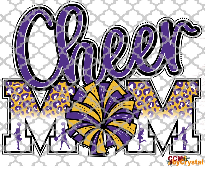 Cheer Mom Purple and Gold Cheerleader Pom Poms Leopard - Etsy