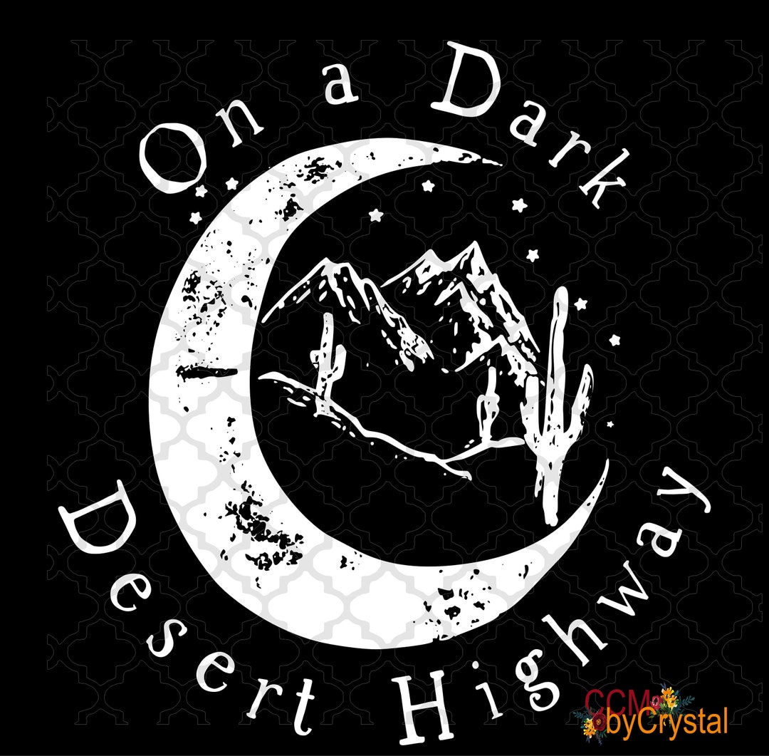 Ready to Press DTF Transfer Moon and Mountains on a Dark Desert Highway ...