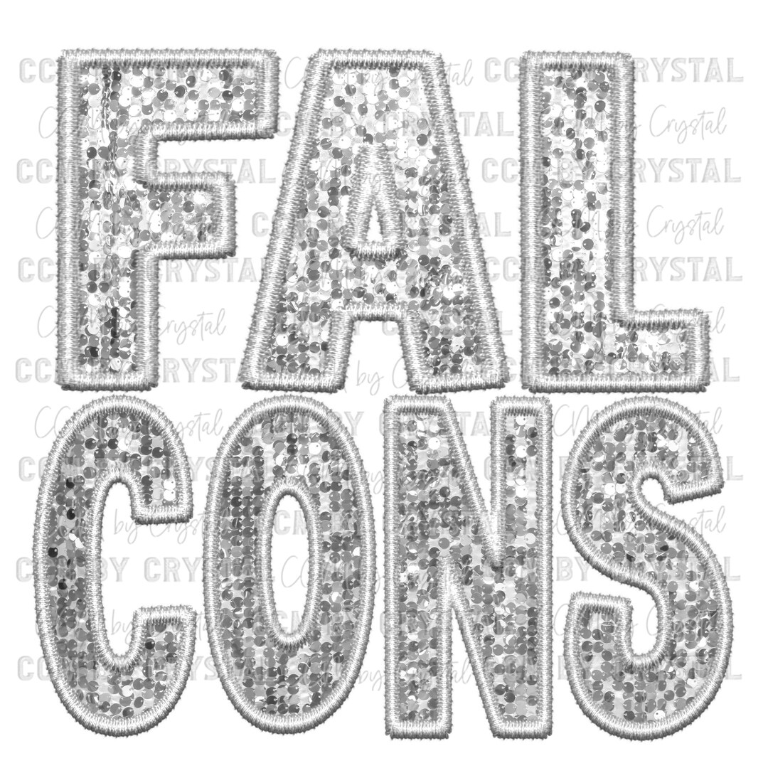 Falcons Mascot Faux Embroidery Faux Sequins Ready to Press Transfer ...