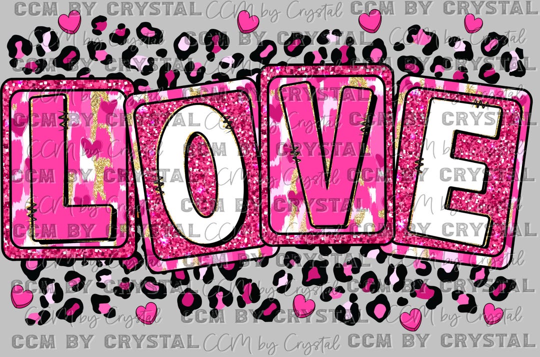 Love Leopard Valentines Day Ready to Press Transfer Direct to Film DTF ...