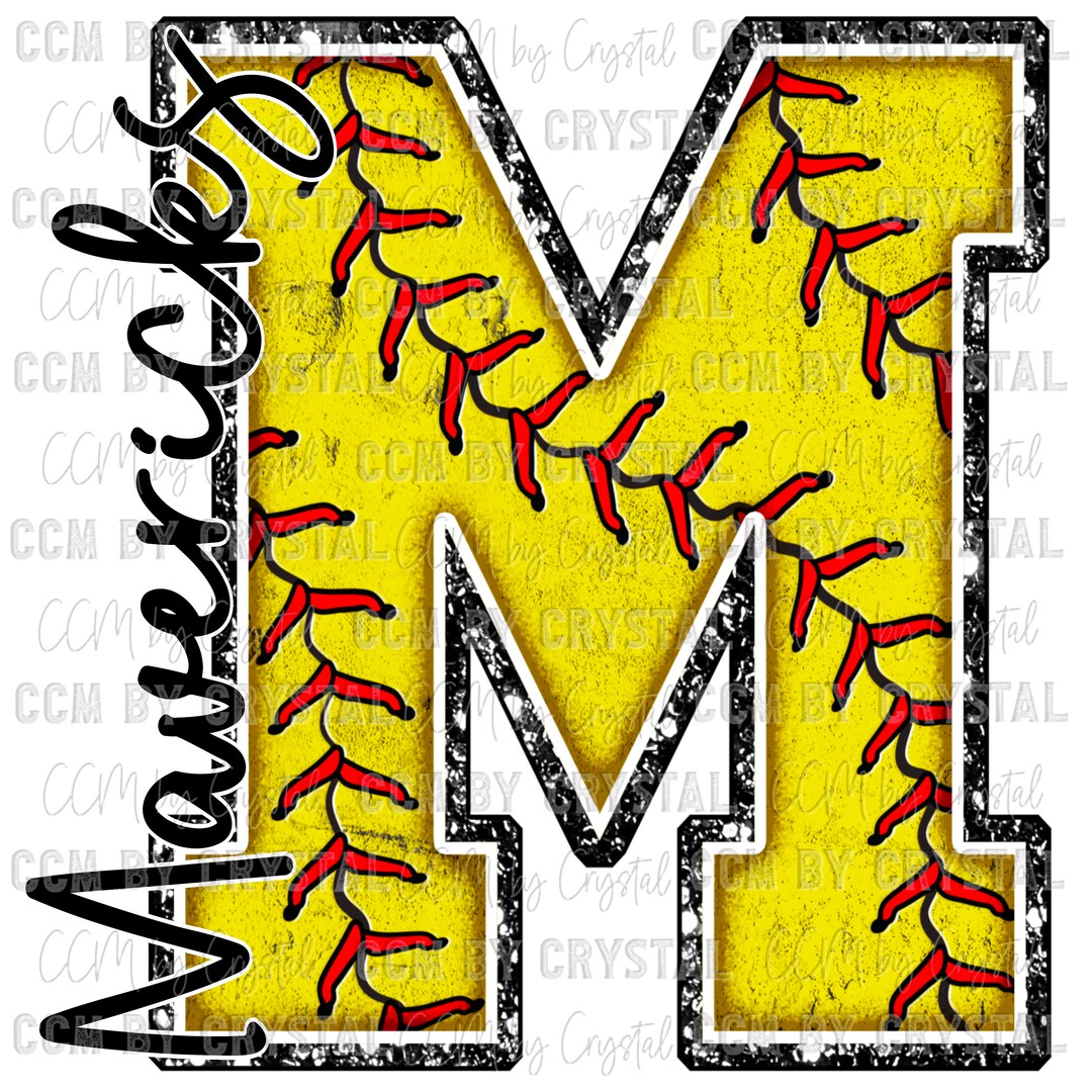 M Mavericks Mascot Softball Letter PNG Digital Download ONLY - Etsy