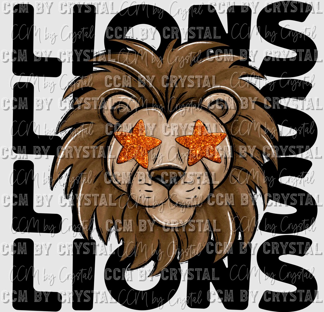 Lions Mascot Orange Transfer Ready to Press Direct to Film DTF ...