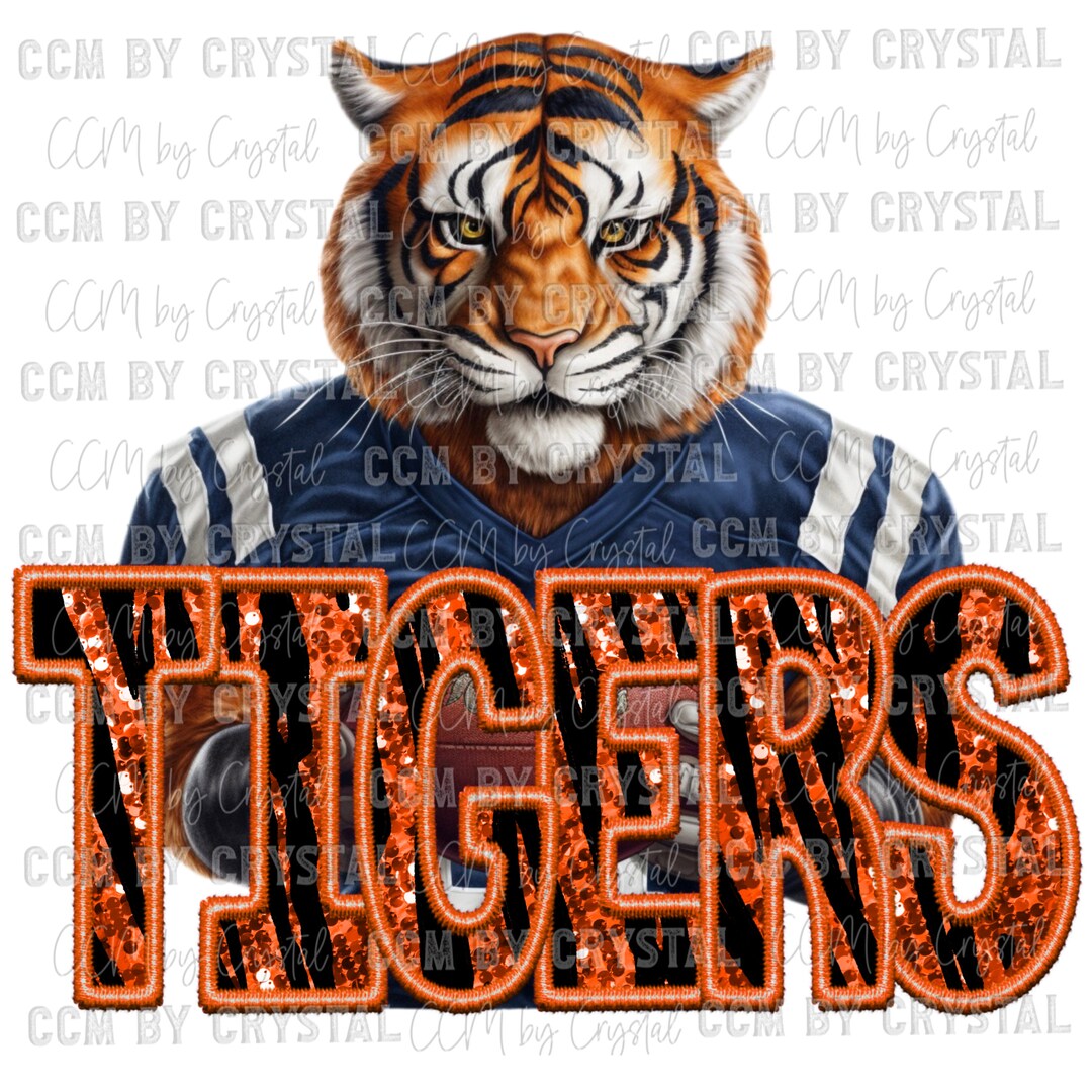Tigers Tiger Stripes Faux Embroidery Faux Sequins Ready to Press ...